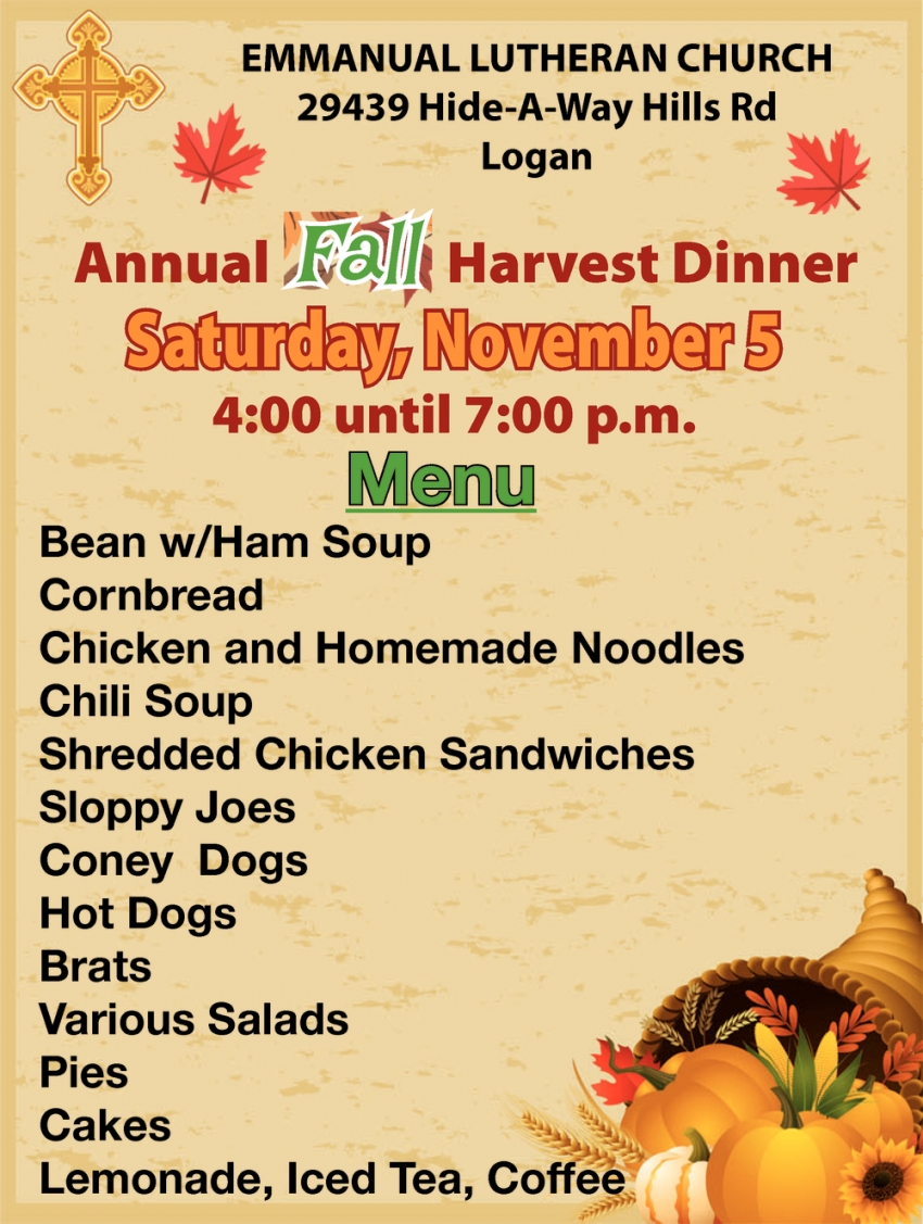 Annual Fall Harvest Dinner, Emmanual Lutheran Church